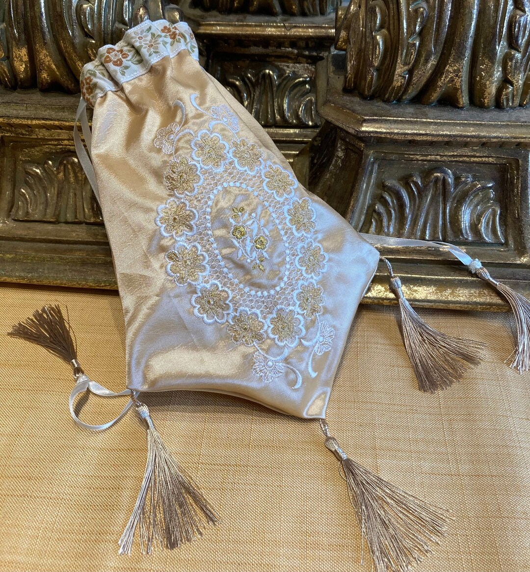 Regency Reticule in a Gold Taffeta With Stunning Embroidery - Etsy