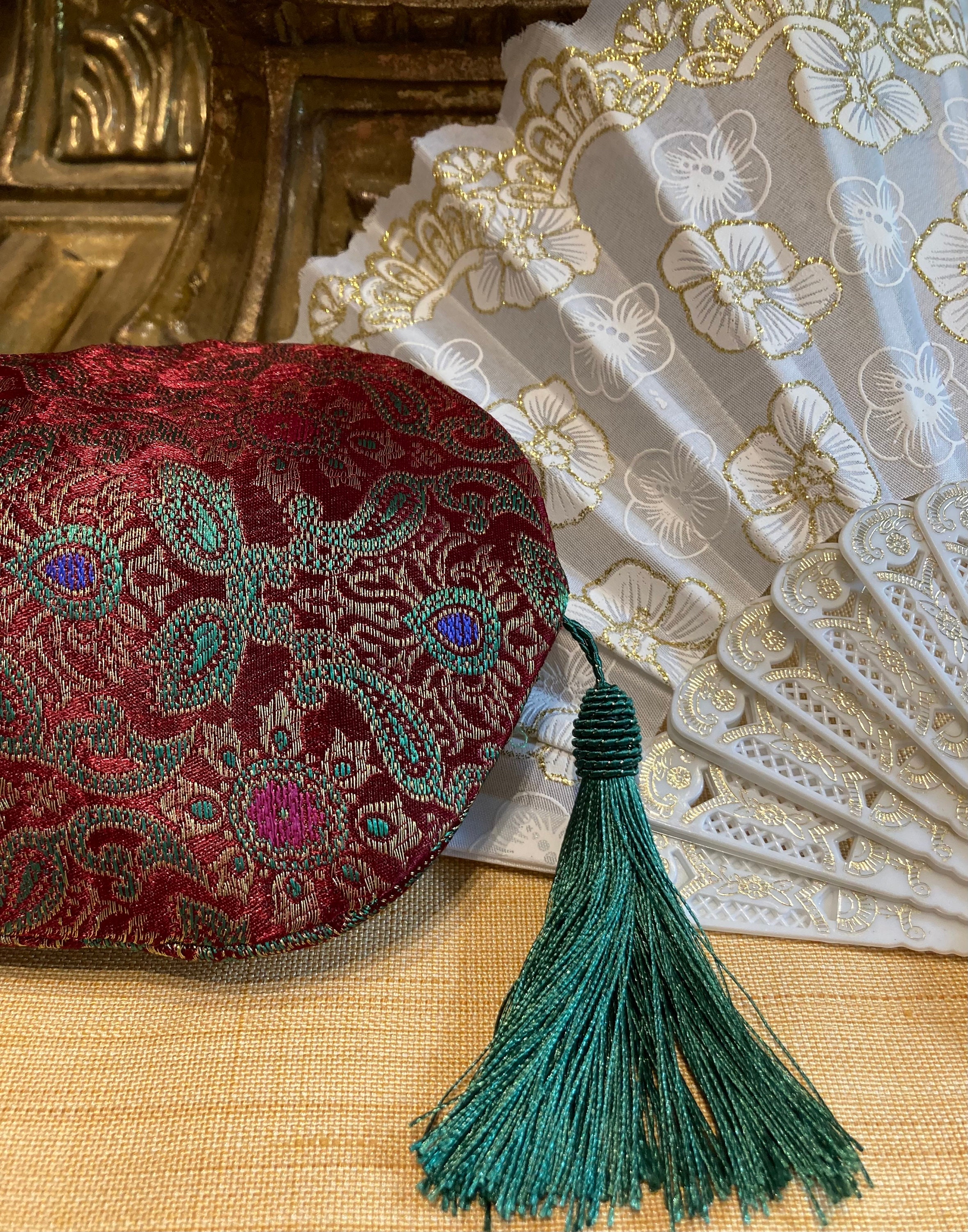 Regency Reticule Made in Wine and Gold Floral Brocade Fabric - Etsy