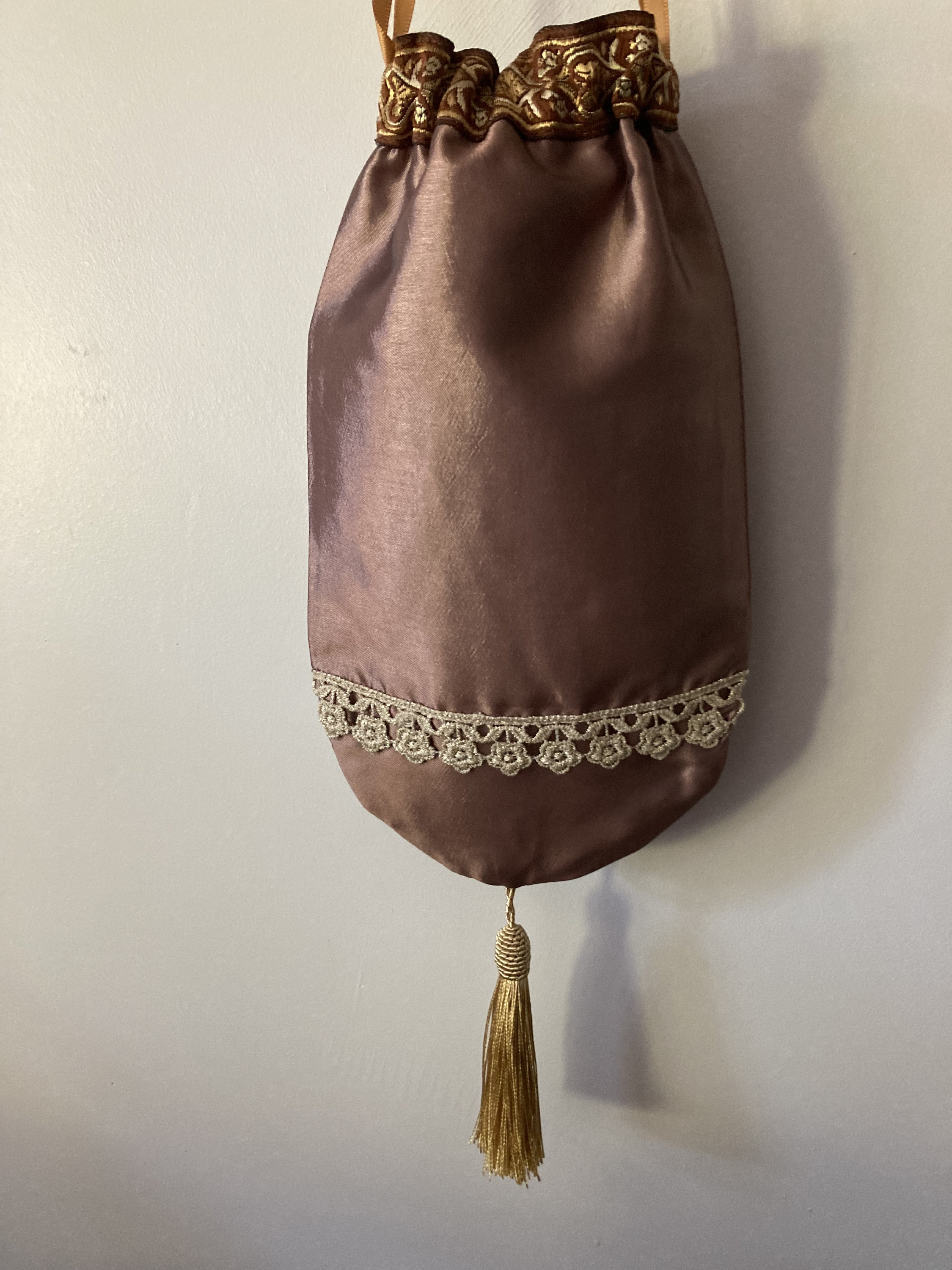Regency Reticule Made in a Caramel Taffeta Trimmed in Jacquard - Etsy