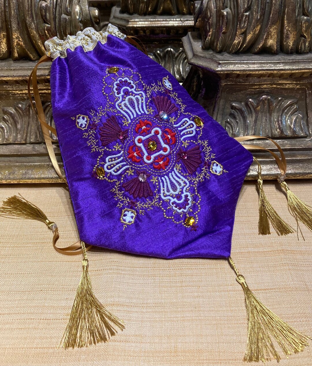 Regency Reticule in a Purple Silk With a Stunning Embroidery Design in ...