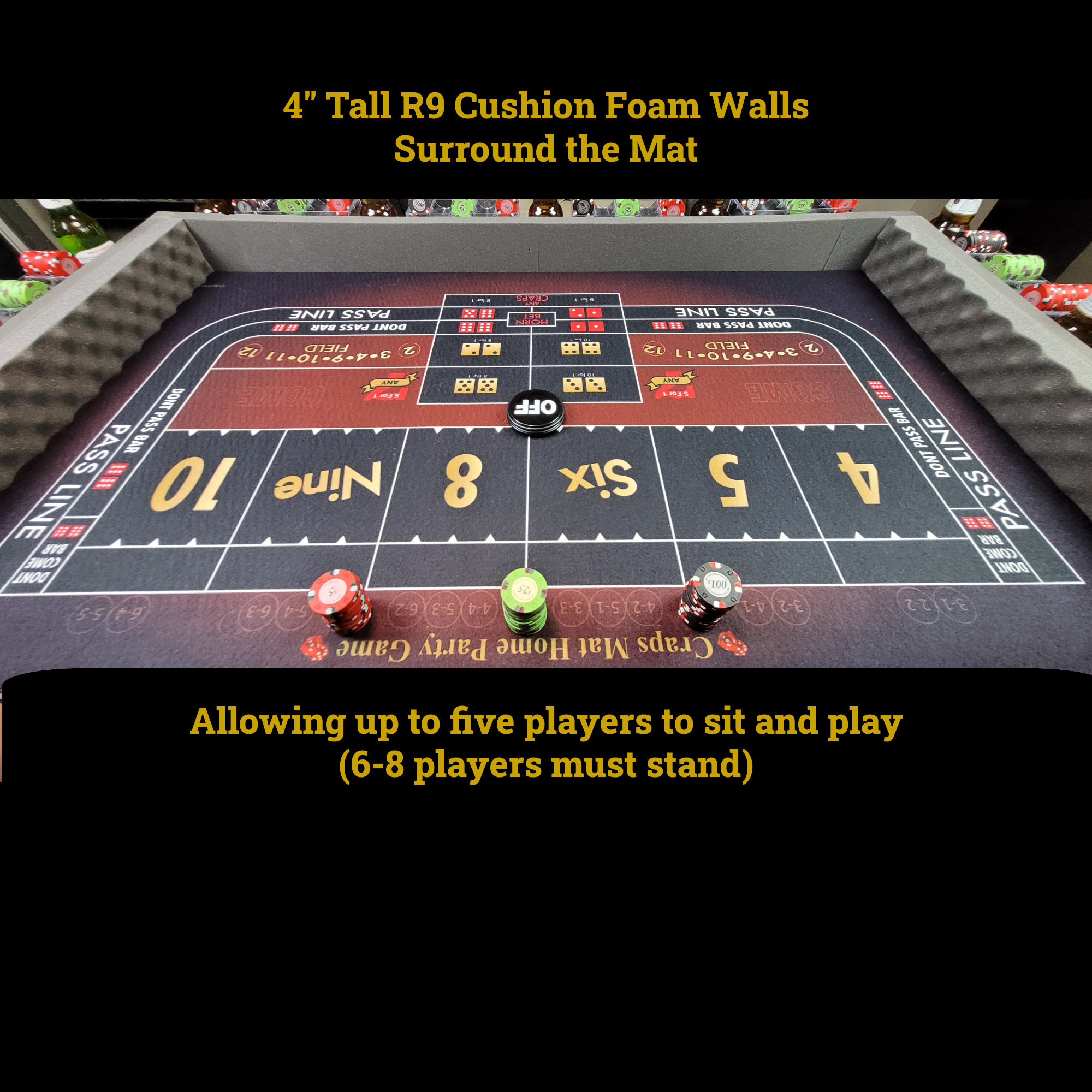 Craps Mat Home Party Game - Portable, Lightweight, Comes With ...