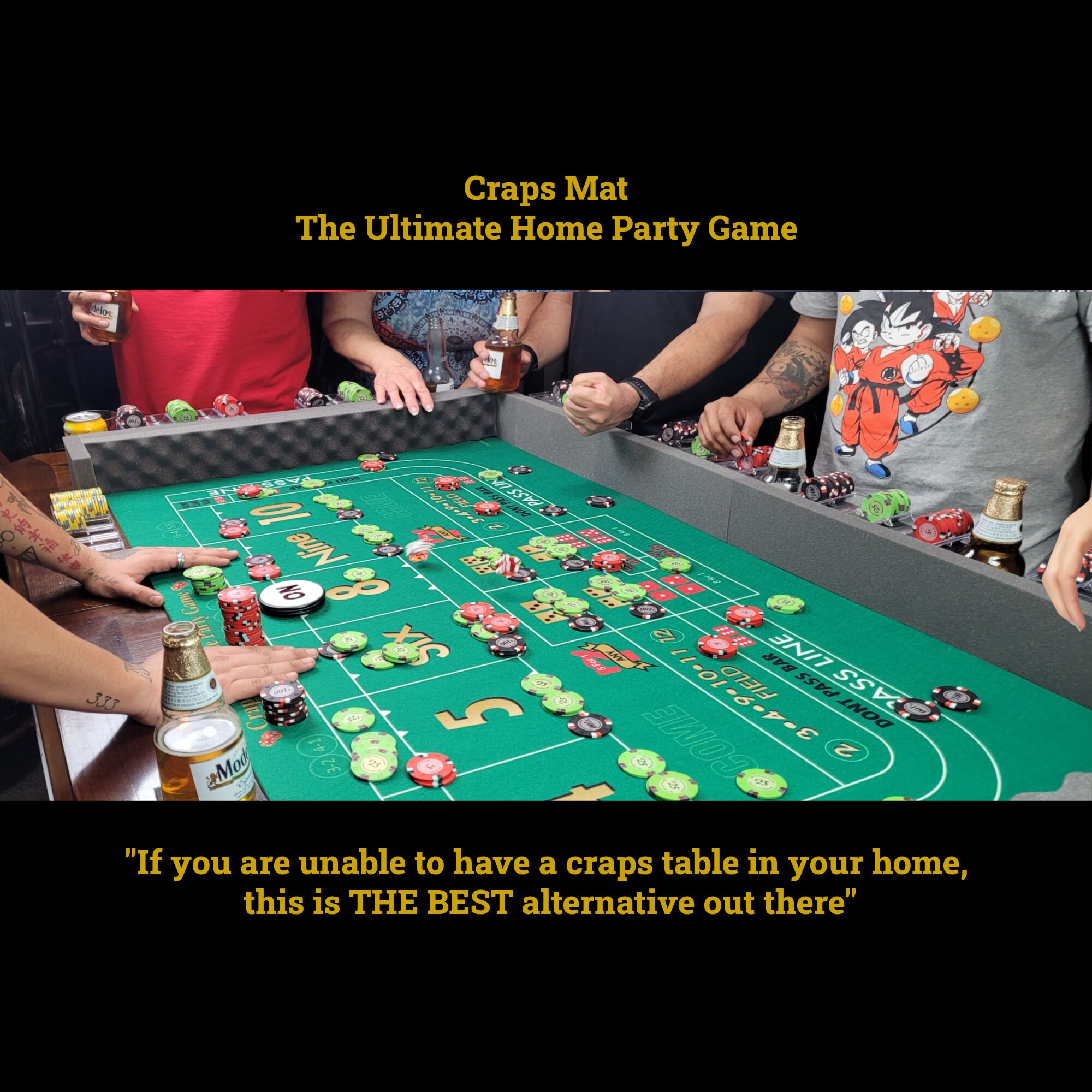 Craps Mat Home Party Game - Portable, Lightweight, Comes With ...