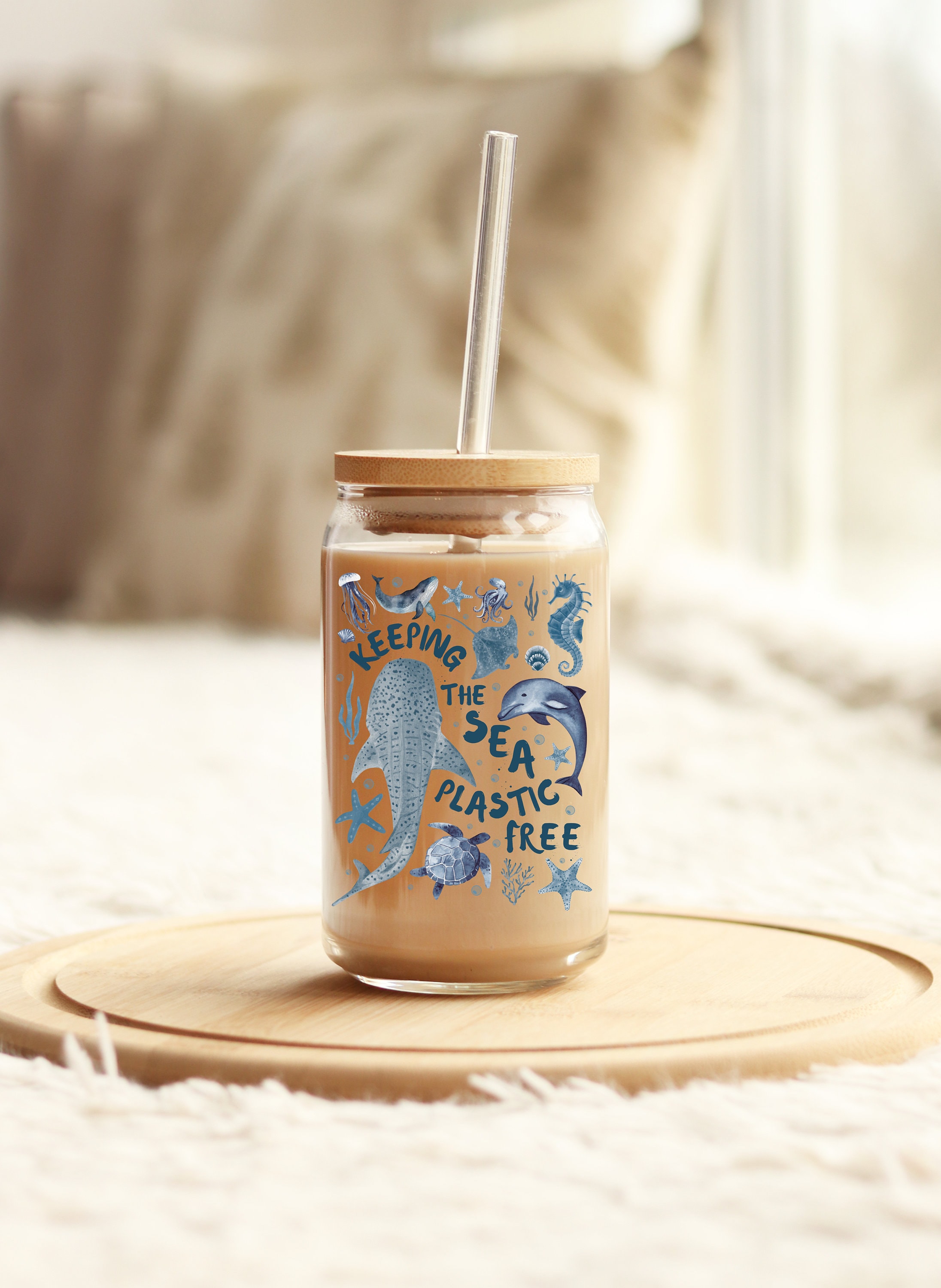 Ocean Inspired Glass Tumbler Whale Shark Cup Keeping the Sea Plastic ...