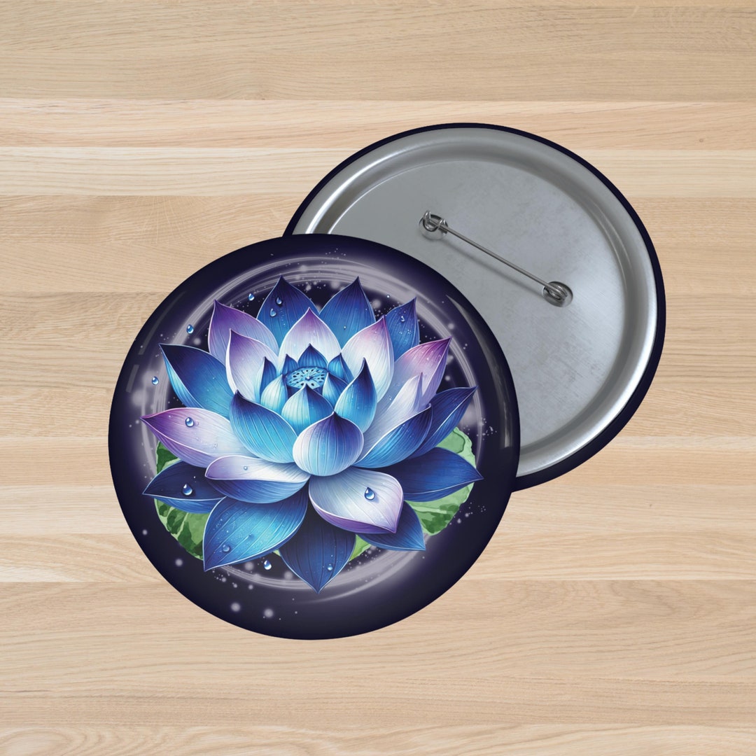 Subtle Kamala Harris Blue Lotus Button Botanical Pin Madam President ...