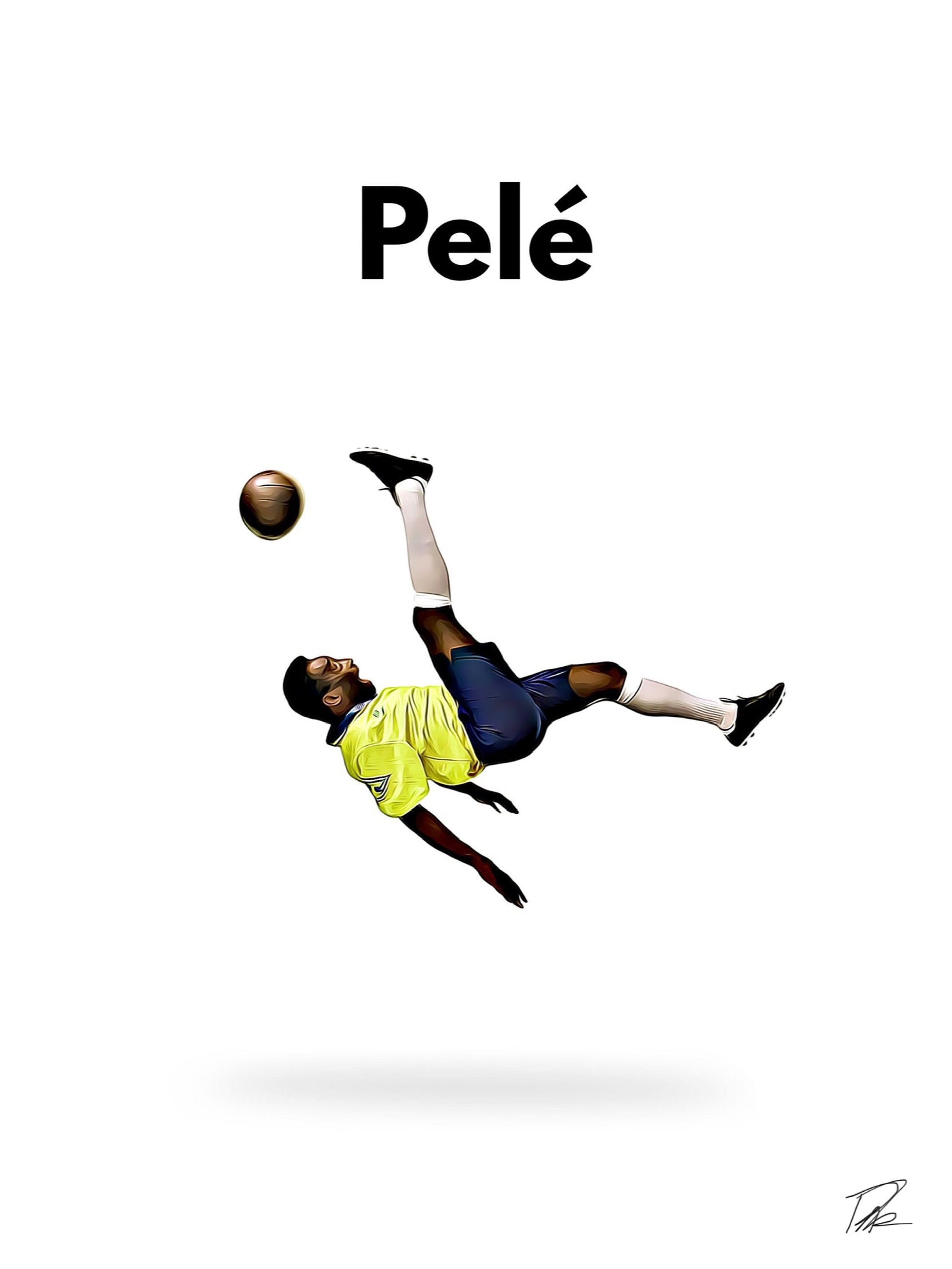 Pelé Bicycle Kick Art Print, Soccer Wall Art Printable, Digital ...