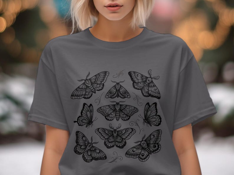 Moth and Butterfly Tattoo Style T-shirt PNG, Detailed Insect Clipart ...