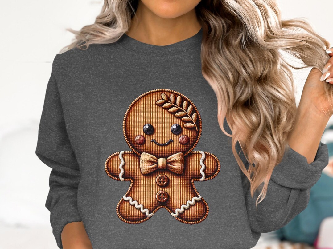 Gingerbread Man T-shirt Design PNG, Bowtie Cookie Sublimation Graphic ...