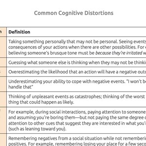Cognitive Distortions Inventory & Worksheet - Etsy
