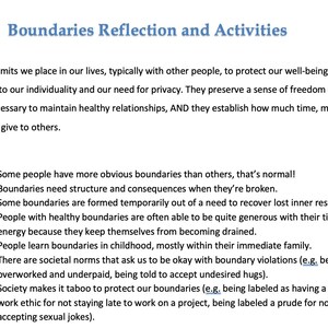 Boundaries Worksheet With Reflection Activities - Etsy
