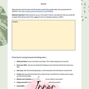 Boundaries Worksheet With Reflection Activities - Etsy