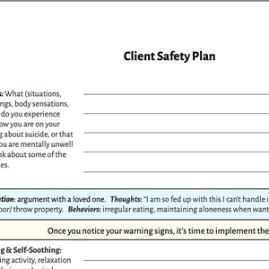 Safety Plan for Clients With Suicidal Ideation - Etsy