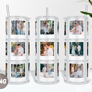 Twelve Photo Tumbler PNG Template, Photo Collage Cup Design, Tumbler ...