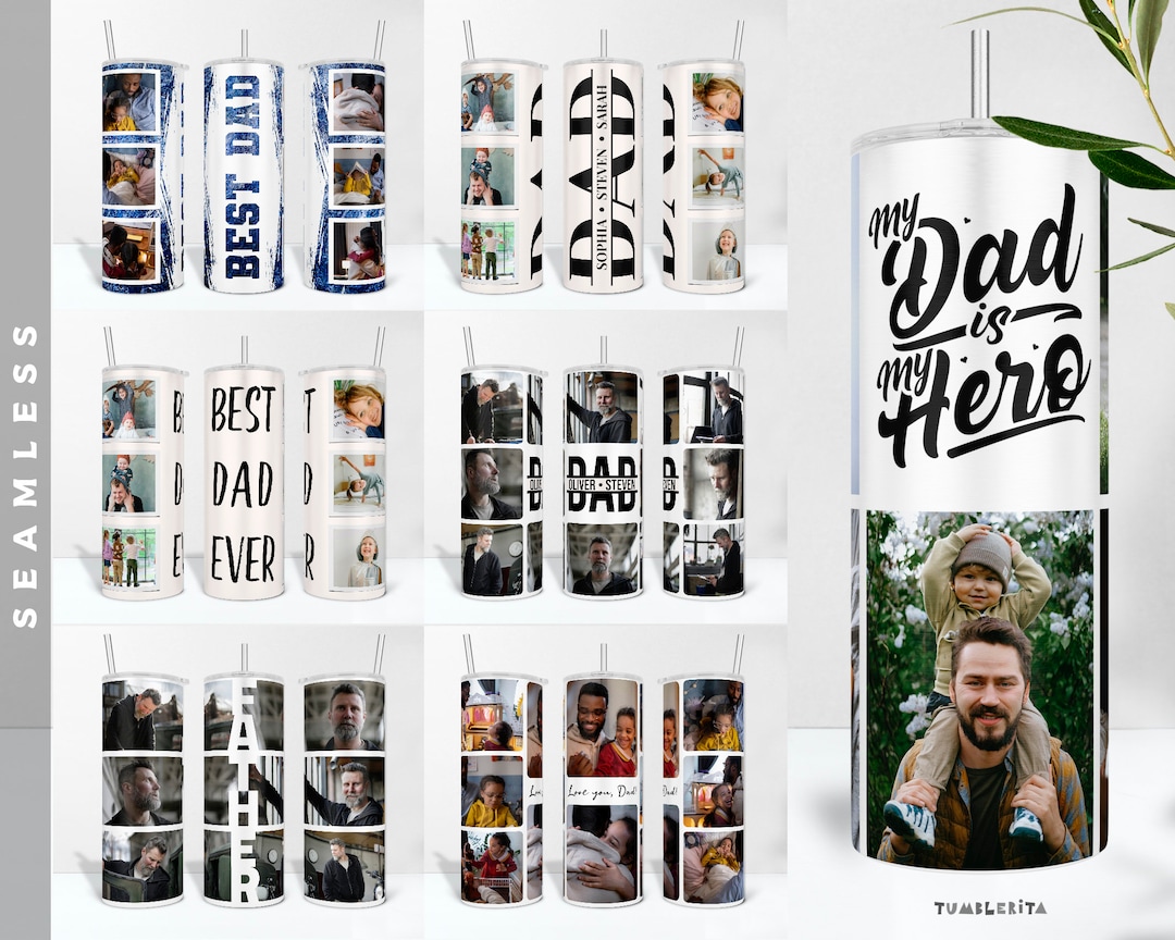 Dad Photo Tumbler Design Bundle, Father Picture Tumbler Png and SVG ...