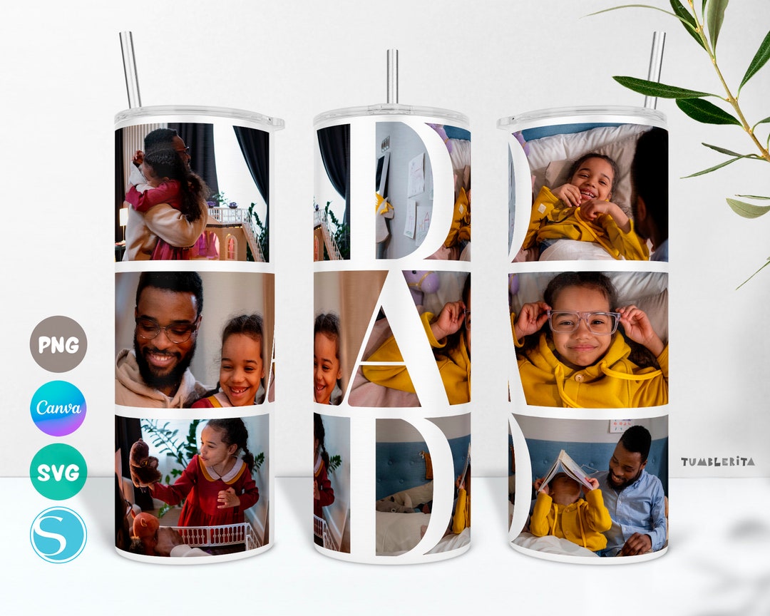 Dad Photo Collage Tumbler Sublimation Wrap, Picture Cup Design for ...