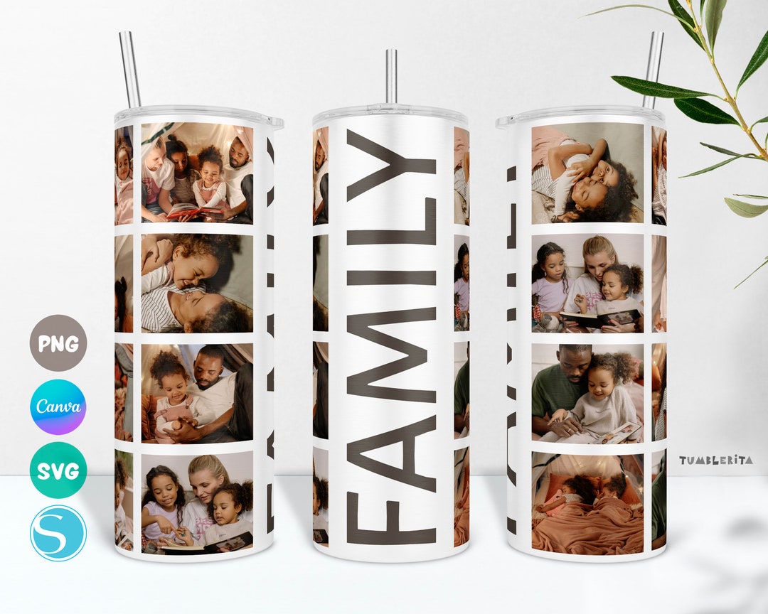 12 Photo Tumbler Design for Family, Many Pictures Cup PNG & SVG Wrap ...
