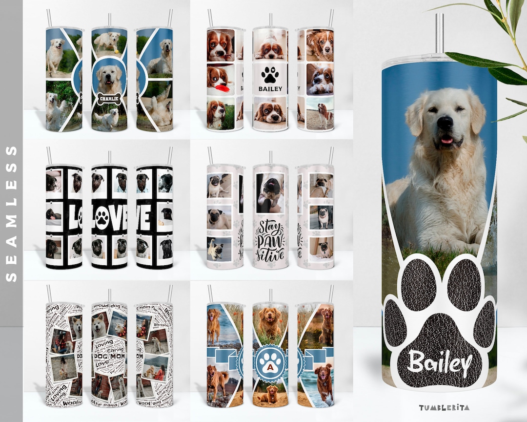 Personalized Dog Photo Tumbler PNG Wraps and Canva Templates, Pet ...