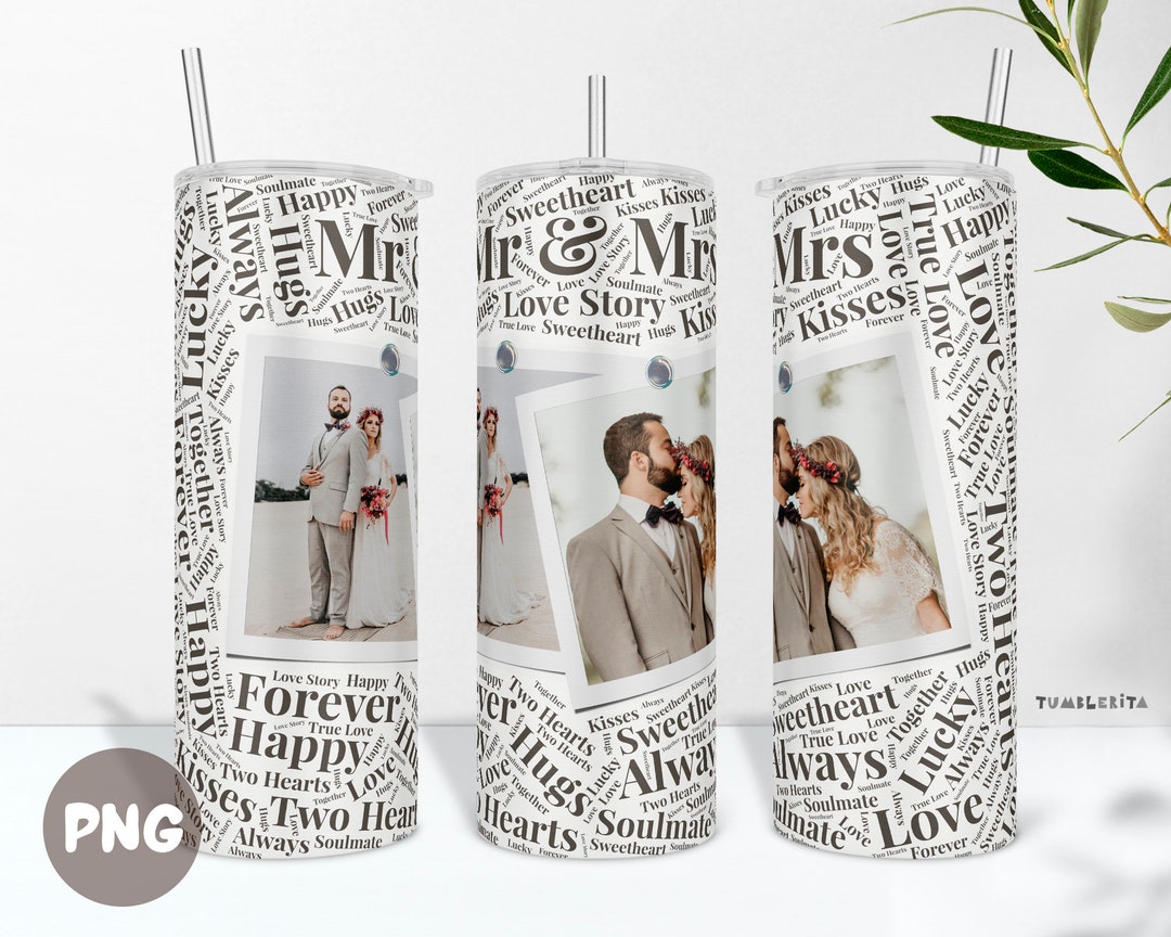 Mr and Mrs Photo Sublimation PNG Wrap for 20oz Skinny Tumbler, Wedding ...