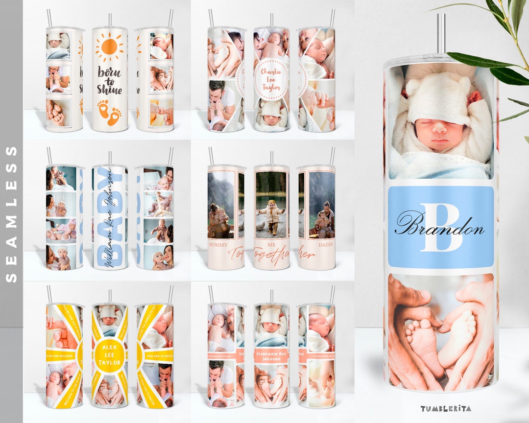 Baby Photo Tumbler PNG Wrap, Personalized Newborn Cup Design, Tumbler ...