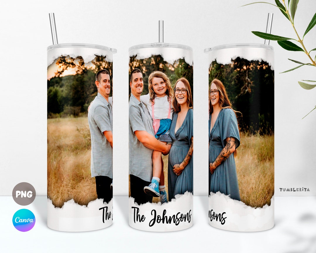 Picture Tumbler Wrap With Torn Effect, Personalized Photo Cup Design ...
