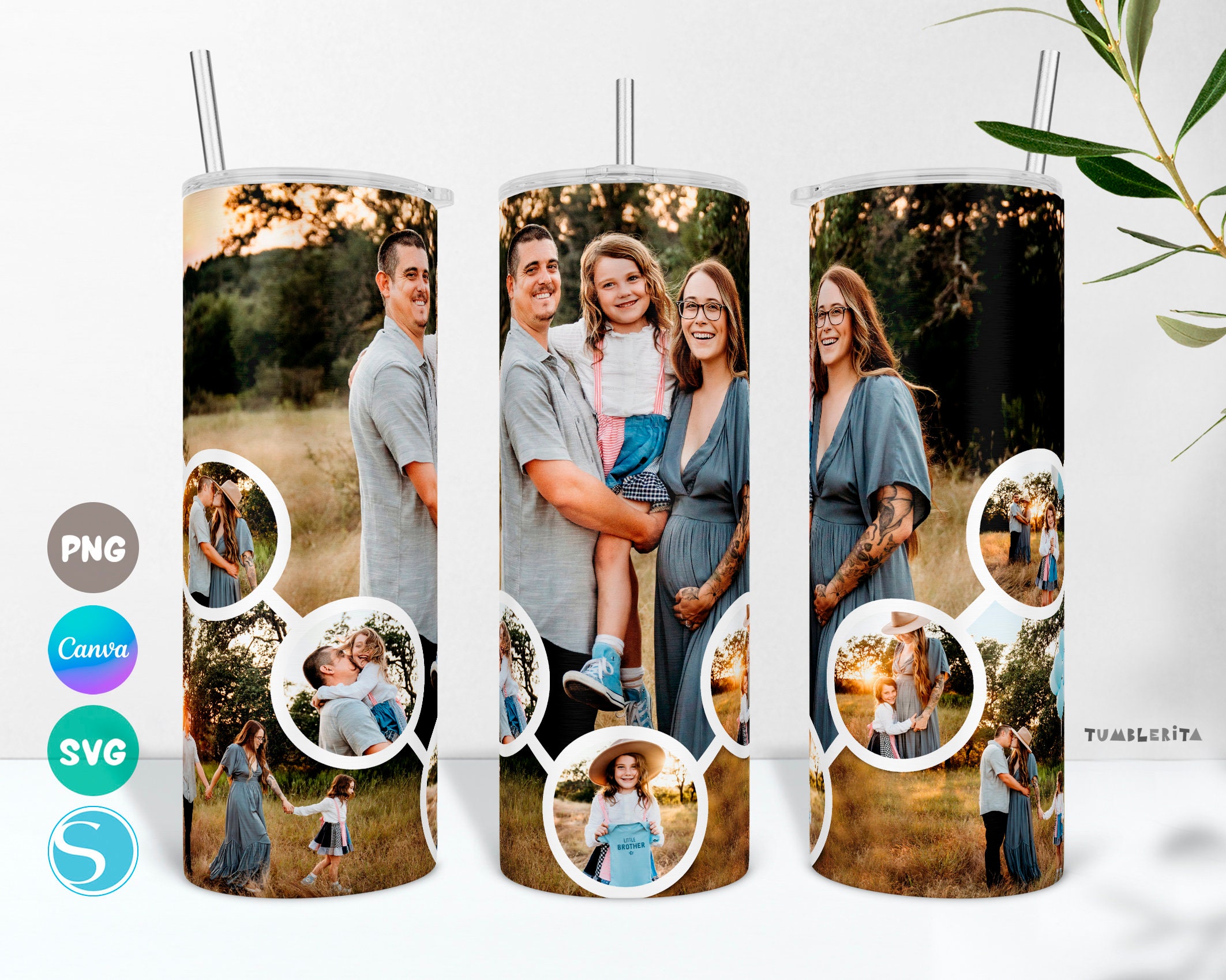 Eight Family Photo Collage Tumbler PNG SVG STUDIO3 Wraps and - Etsy