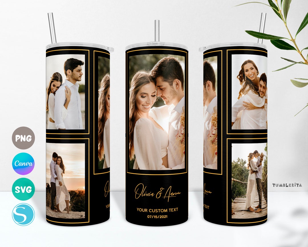 Five Pictures and Custom Text Tumbler Design for Couple in Love, Photo ...