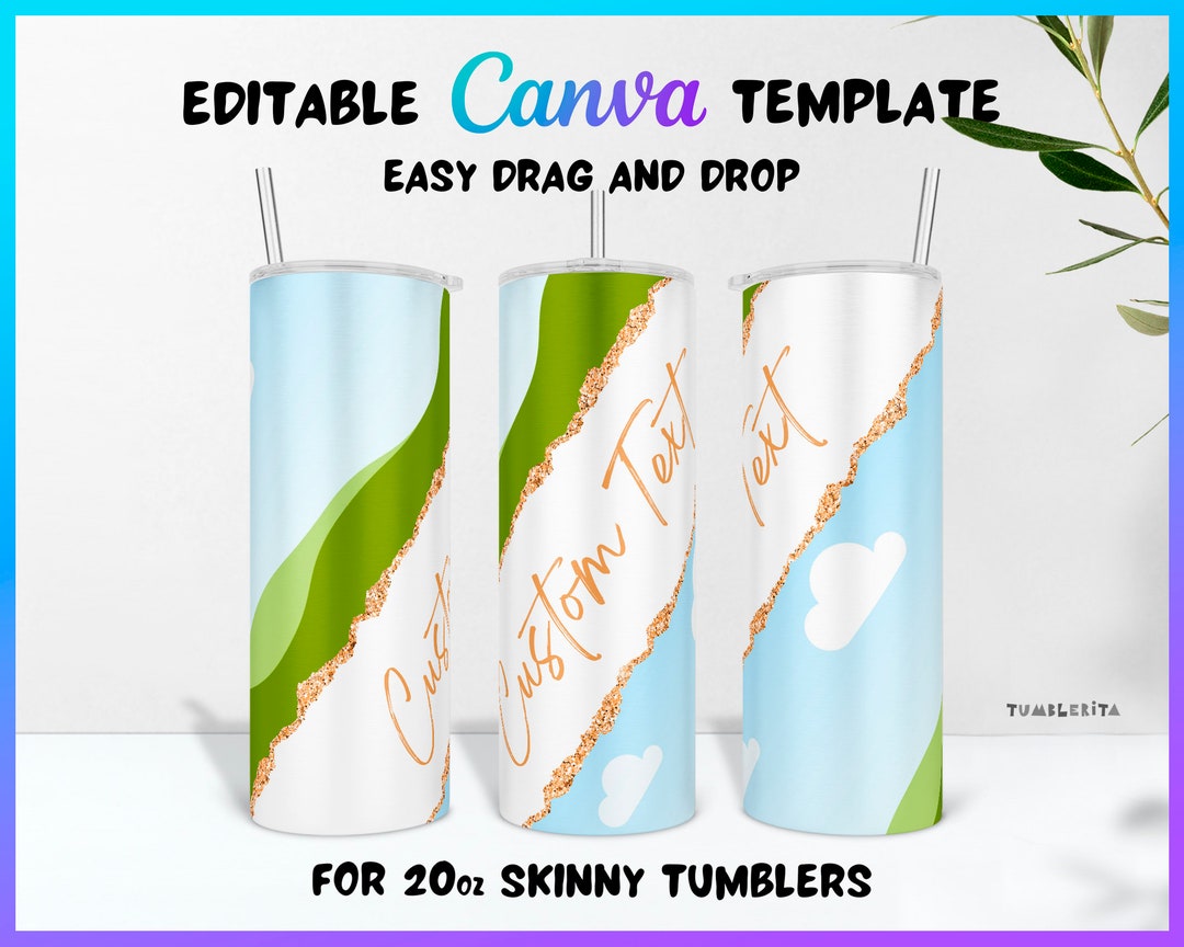 Editable Canva Tumbler Template With Custom Text and Diagonal Glitter ...