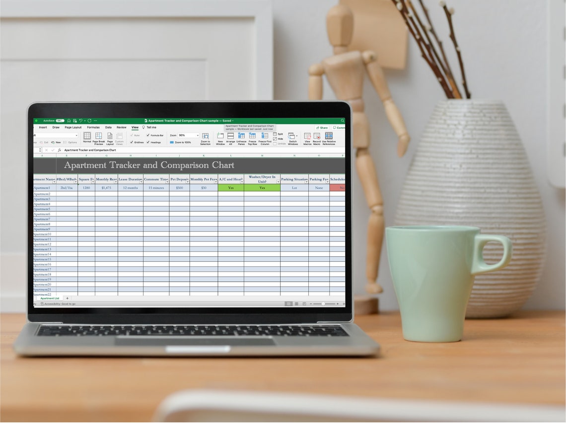Apartment Tracker and Comparison Chart Excel Spreadsheet - Etsy