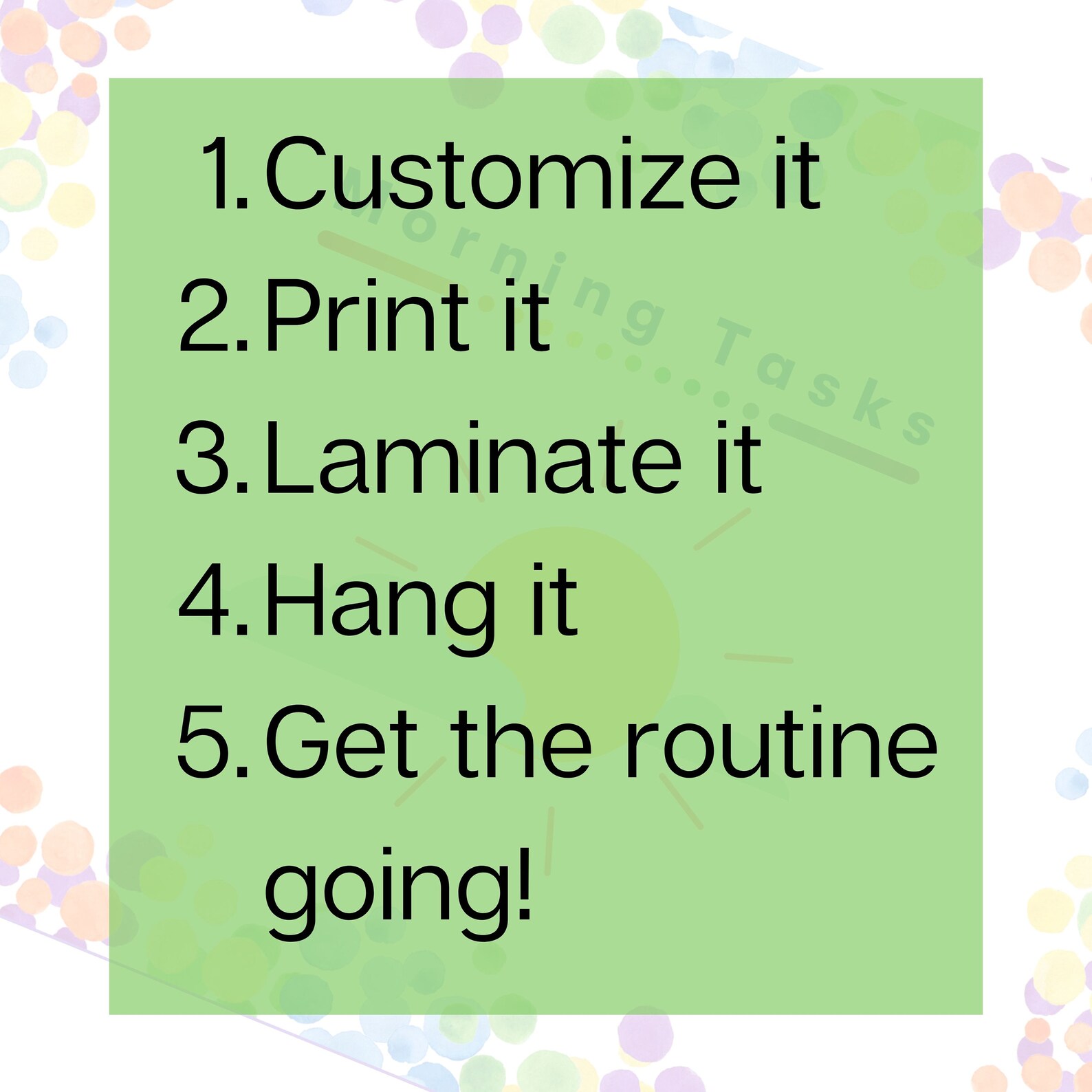 Kids Morning Task Chart Customize -8.5x 11 Inch Chore Chart - Visual ...