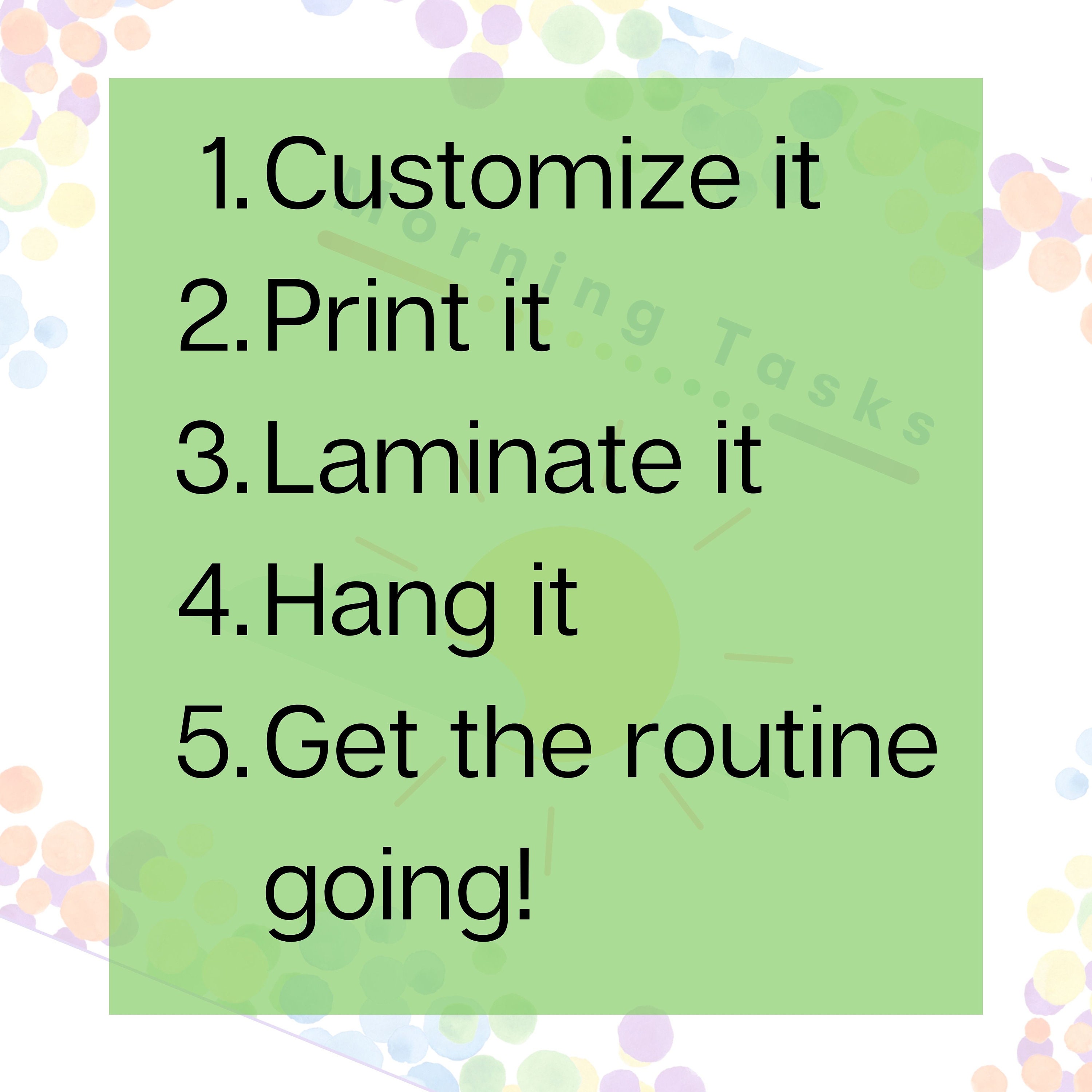 Kids Morning Task Chart Customize -8.5x 11 Inch Chore Chart - Visual ...