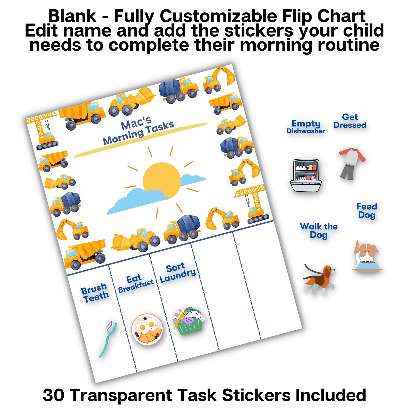 Kids Morning Task Chart, Chore Chart, Visual Picture Daily Chart, To-do ...