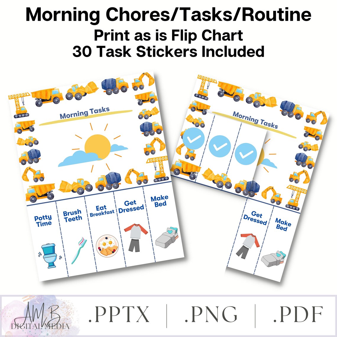 Kids Morning Task Chart, Chore Chart, Visual Picture Daily Chart, To-do ...