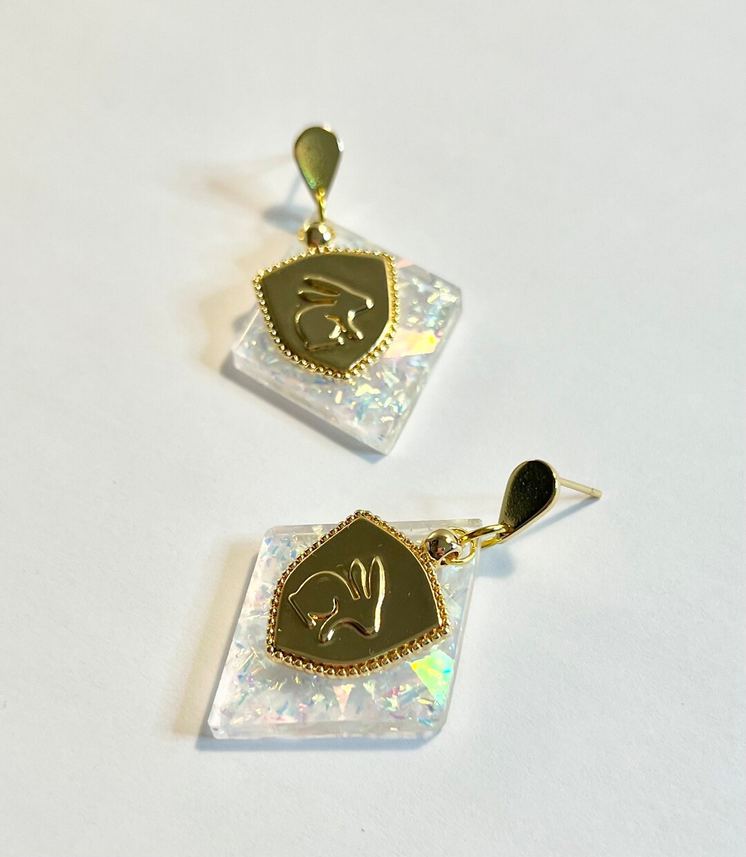 Holographic AND Iridescent Easter Bunny Earrings! | Iridescent / Holo ...