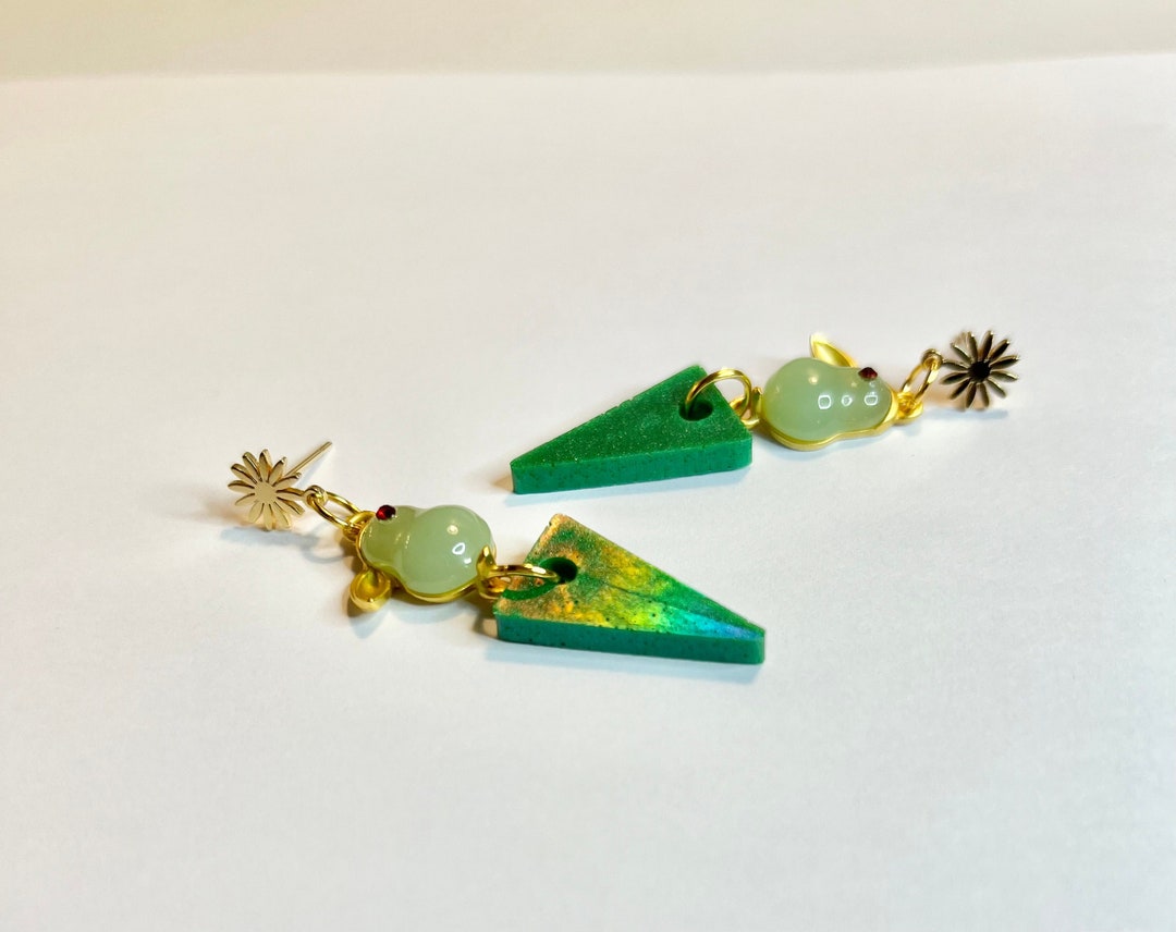 Holographic Easter Bunnies! | Green Spike Dangle Earrings | Jade Feng ...