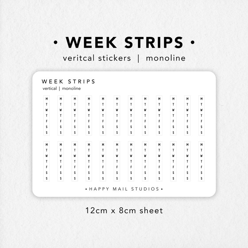 Vertical Week Strips Stickers Planner Stickers Bullet Journal Stickers ...