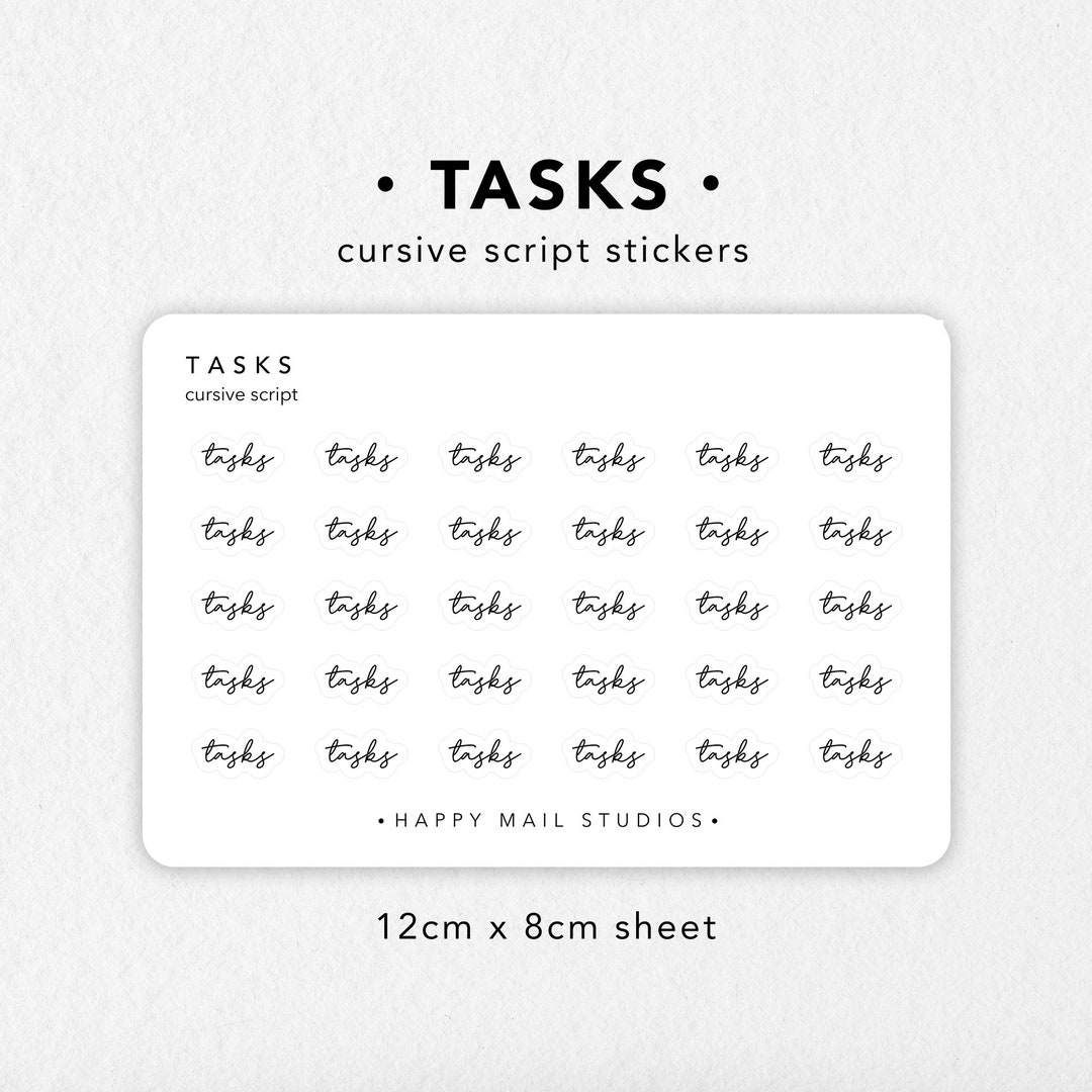Tasks Stickers | Planner Stickers | Bullet Journal Stickers | Script ...