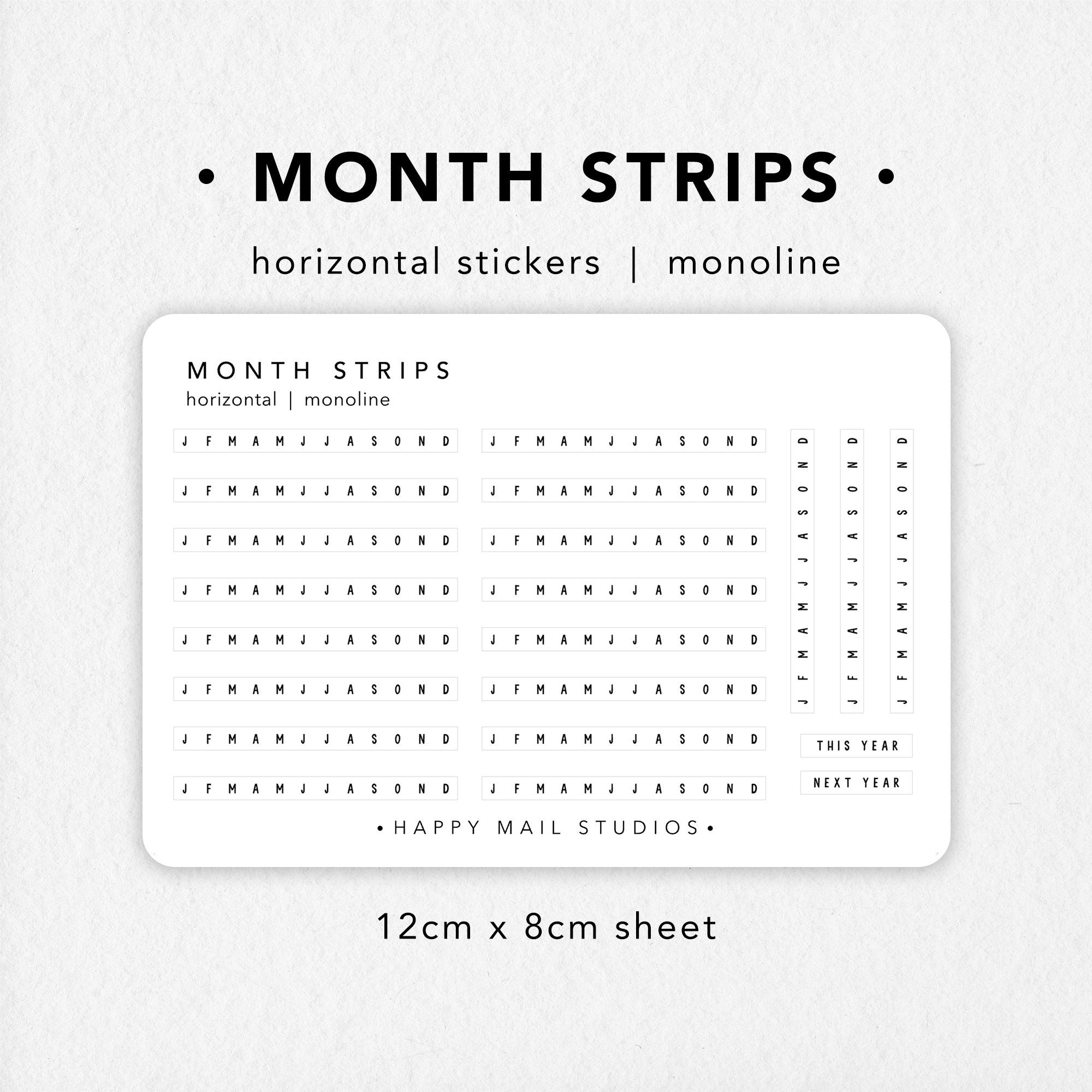 Horizontal Month Strips Stickers Planner Stickers Bullet Journal ...