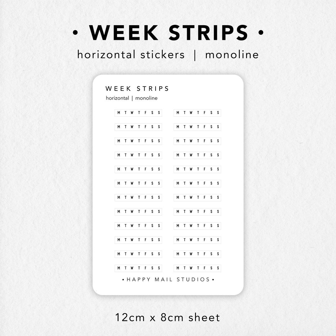 Horizontal Week Strips Stickers | Planner Stickers | Bullet Journal ...