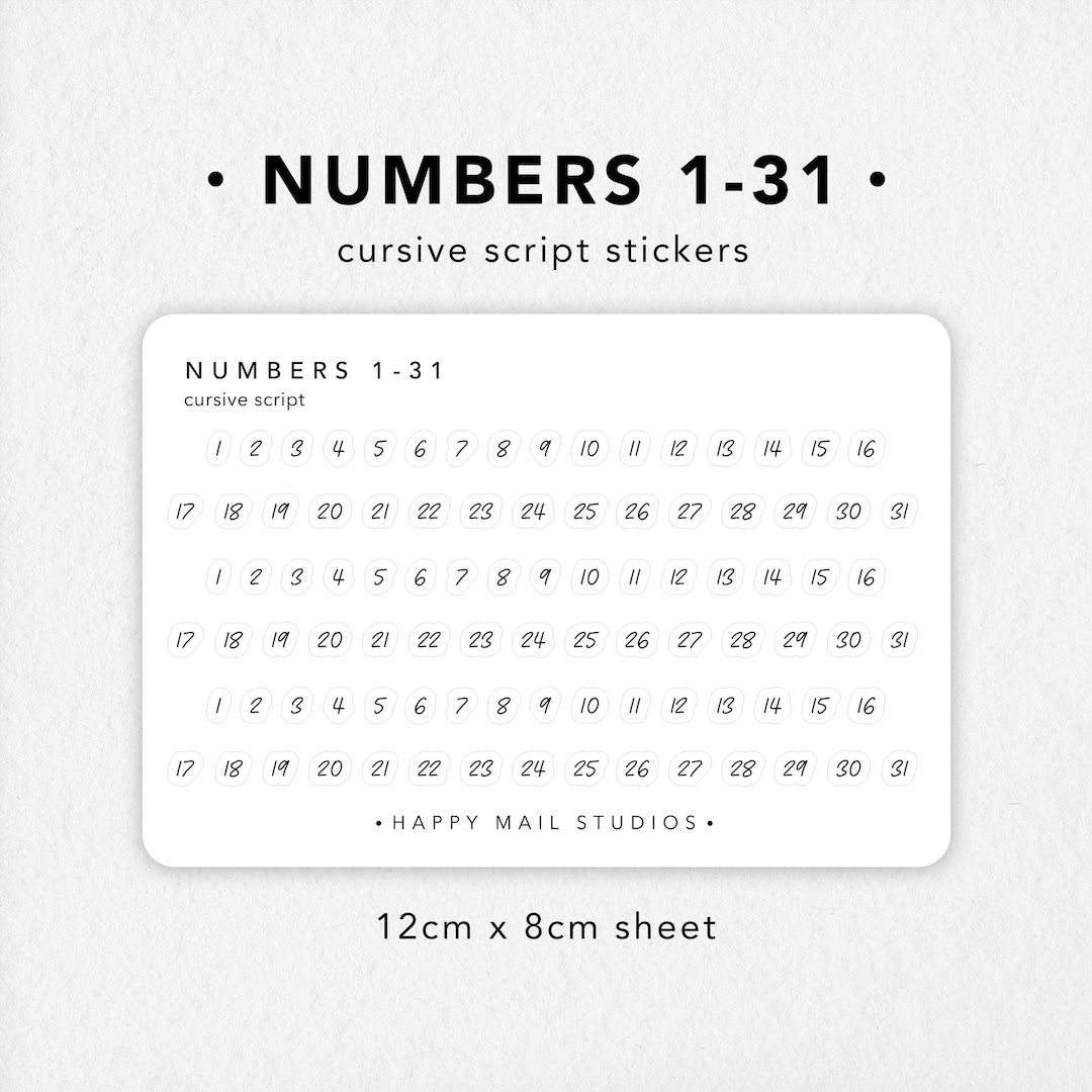 Numbers 1 to 31 Planner Stickers Bullet Journal Stickers - Etsy