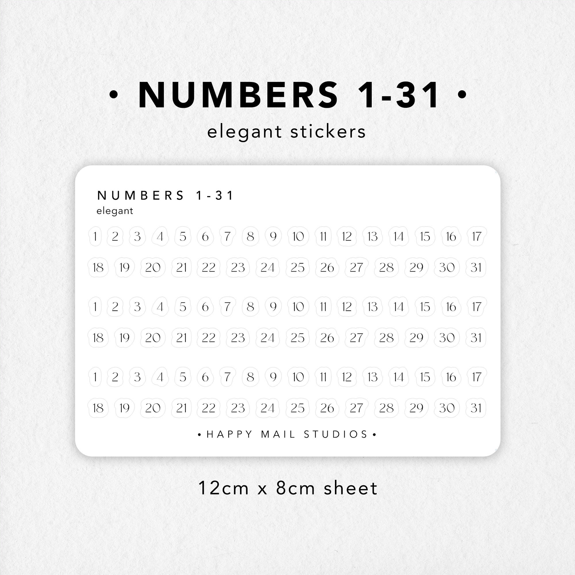 Numbers 1 to 31 Stickers for Planners | Bullet Journal Stickers ...