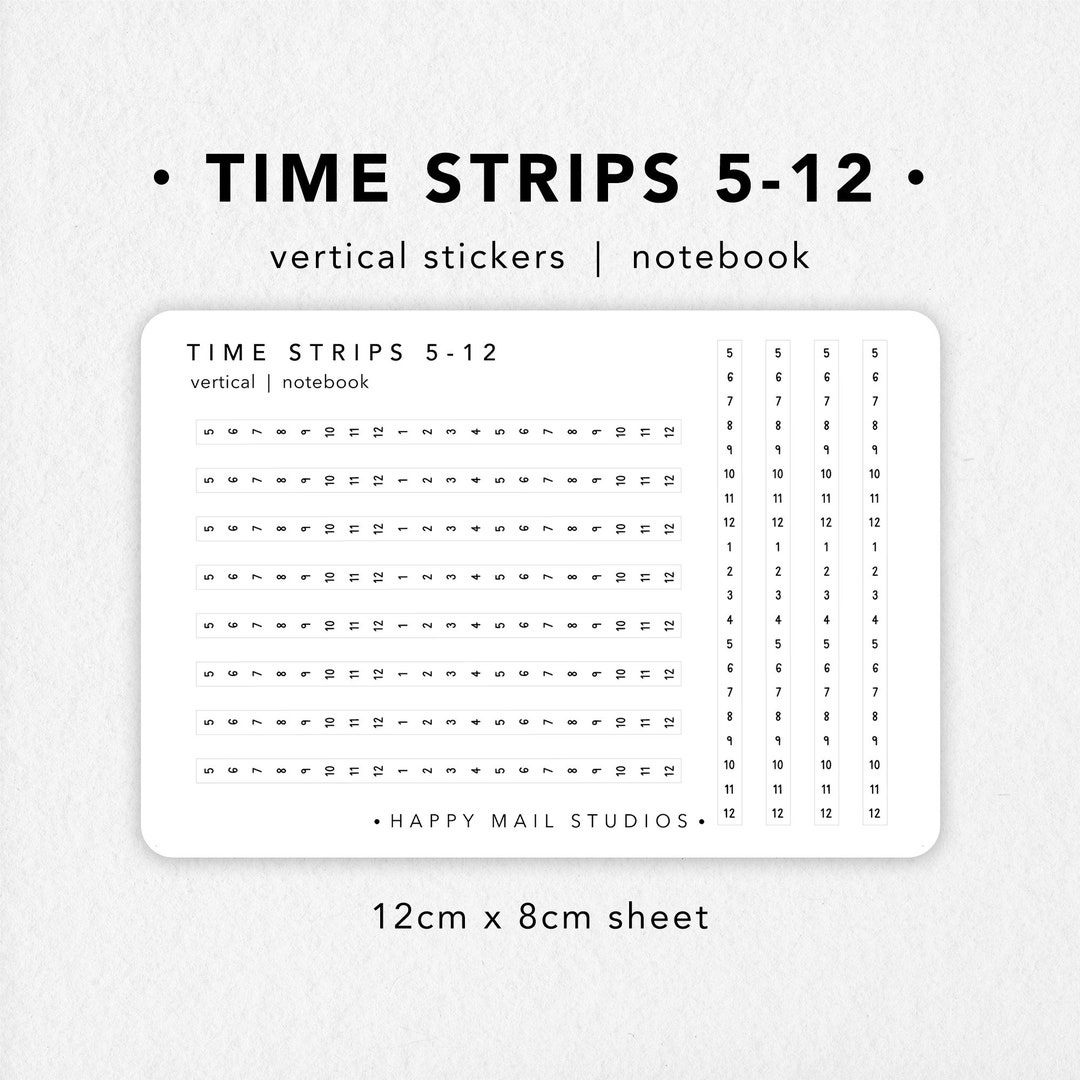 Vertical Time Strips Stickers 5am to 12am | Planner Stickers | Bullet ...