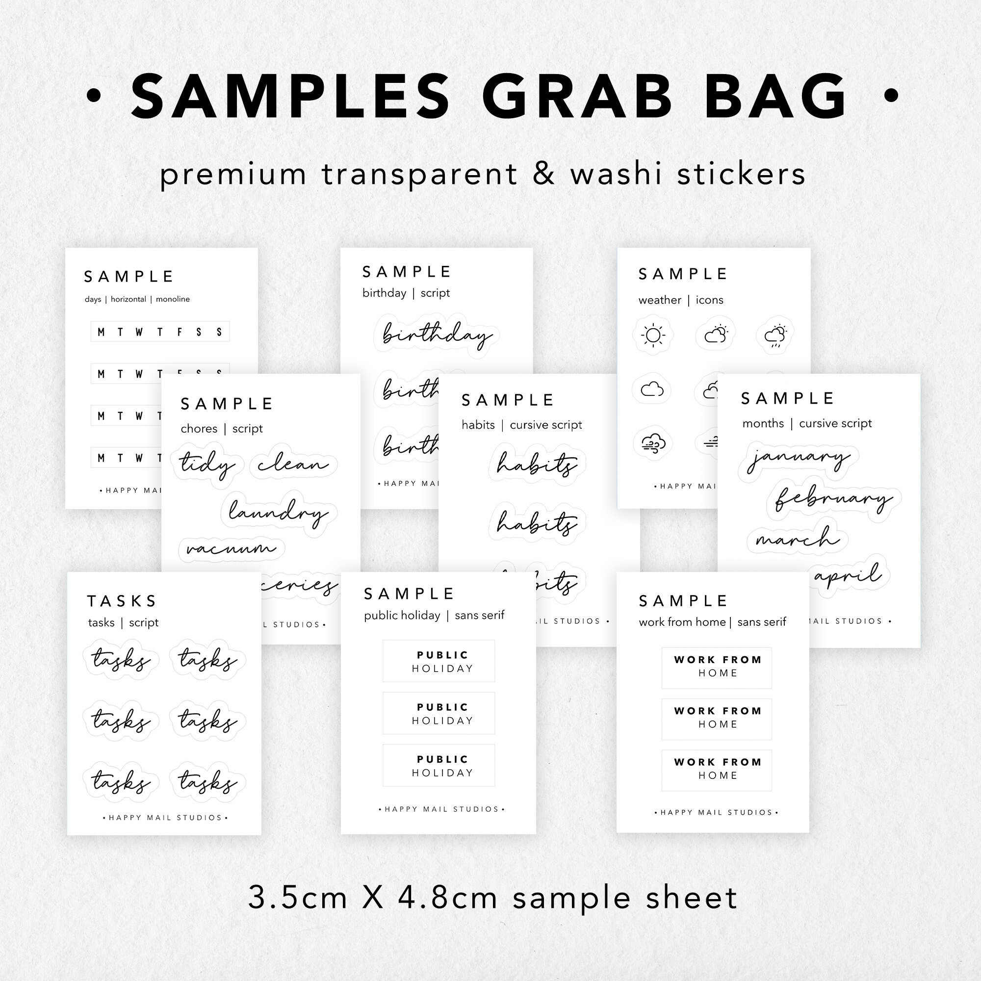 Samples Grab Bag Stickers Planner Stickers Bullet Journal - Etsy