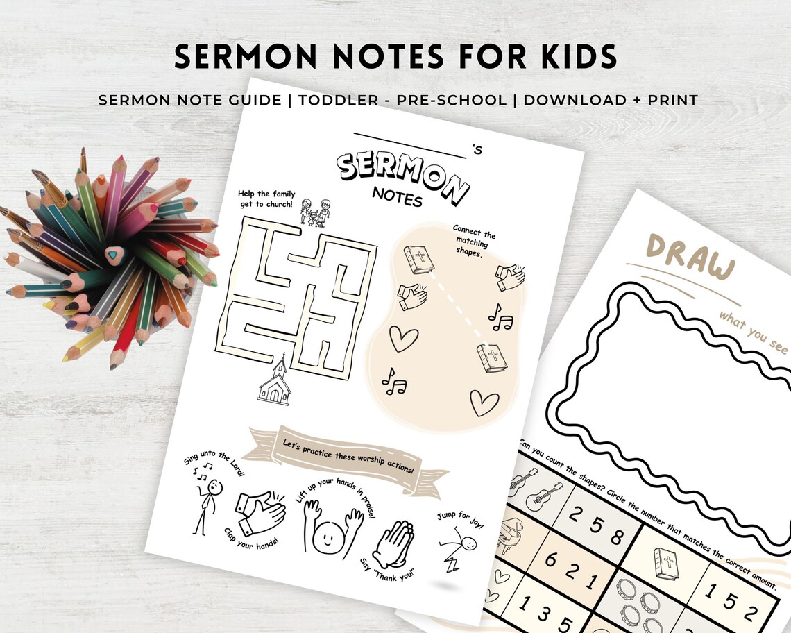 Sermon Notes for Kids | Toddler - Pre-school Age Sermon Note Guide ...