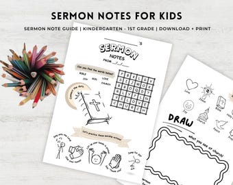 Sermon Notes for Kids | Toddler - Pre-school Age Sermon Note Guide - Etsy
