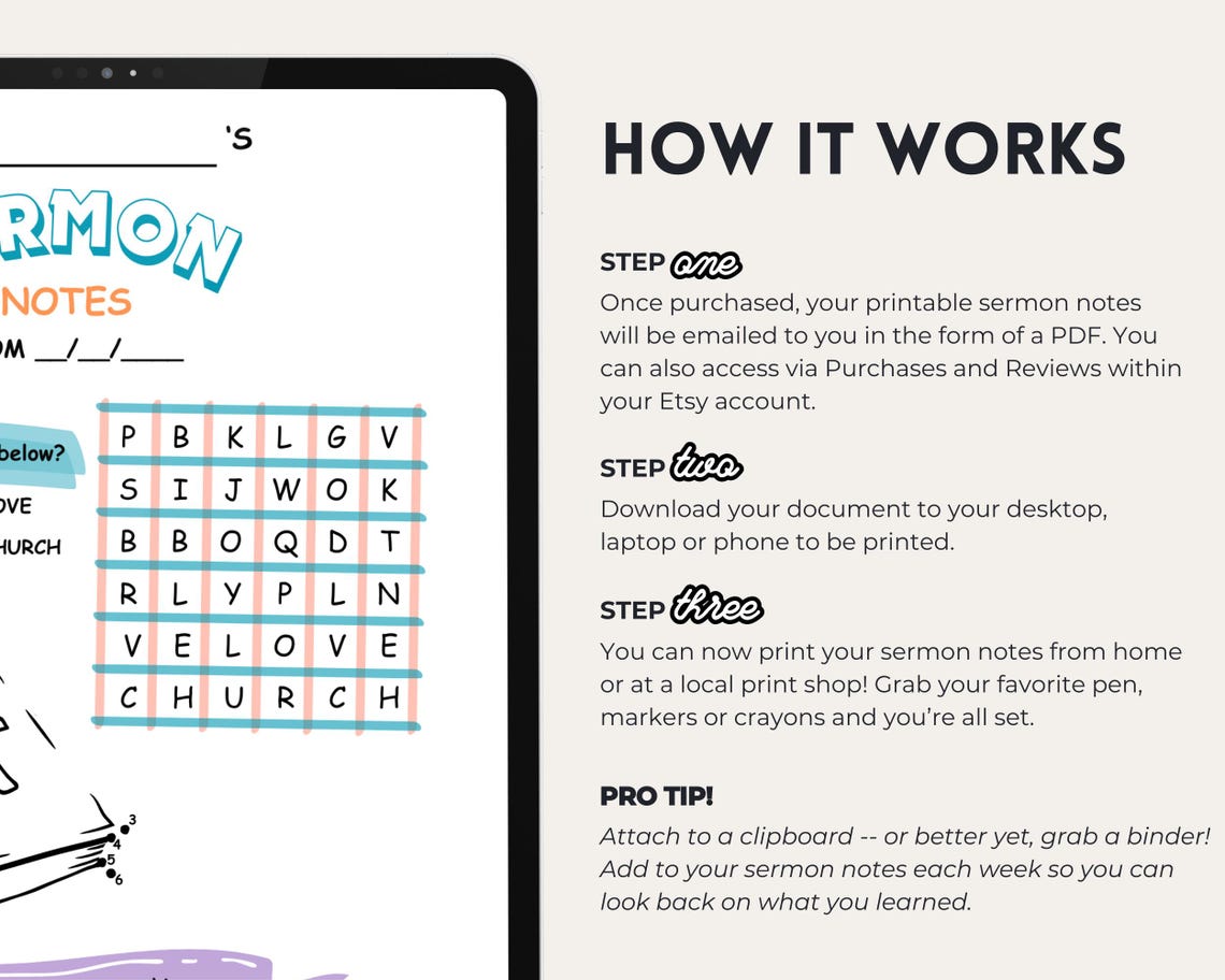 Sermon Notes for Kids | Kindergarten-1st Grade Age Sermon Note Guide - Etsy