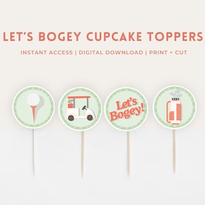 Let's Bogey Birthday Cupcake Toppers, Tee Time, Green, Golf Cart, Golf ...
