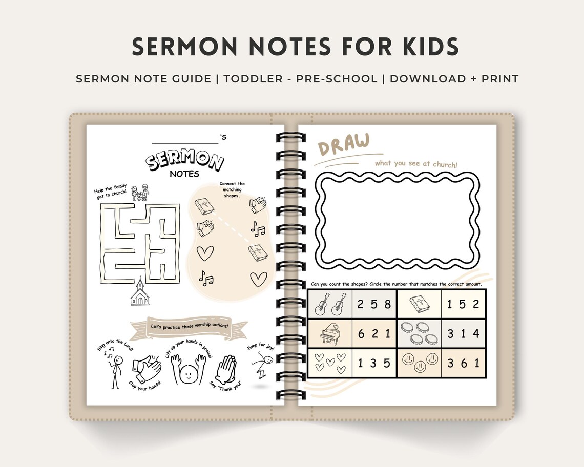 Sermon Notes for Kids | Toddler - Pre-school Age Sermon Note Guide ...