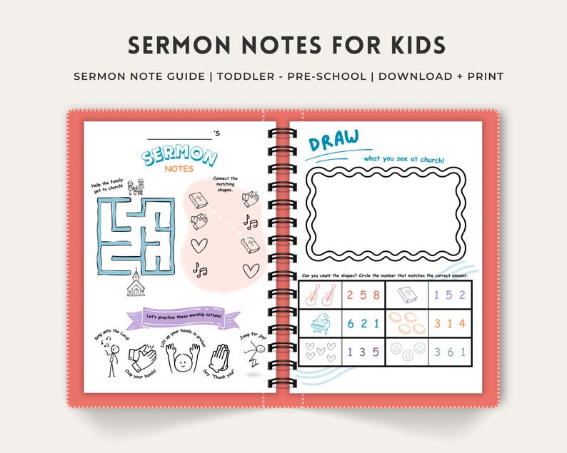 Sermon Notes for Kids | Toddler - Pre-school Age Sermon Note Guide - Etsy