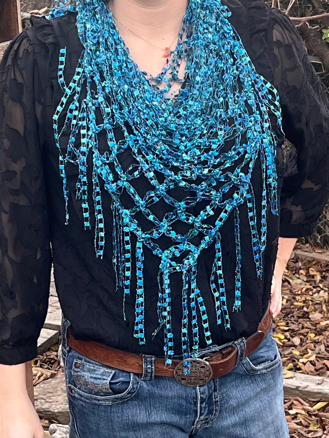 Elegant Turquoise Triangle Shawl - Etsy