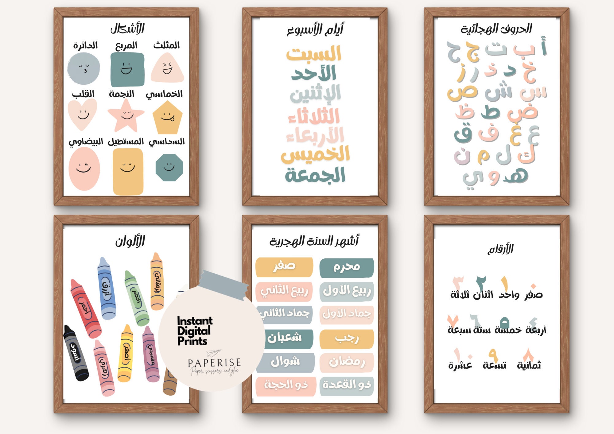 Arabic Educational Montessori Wall Art Set - Etsy