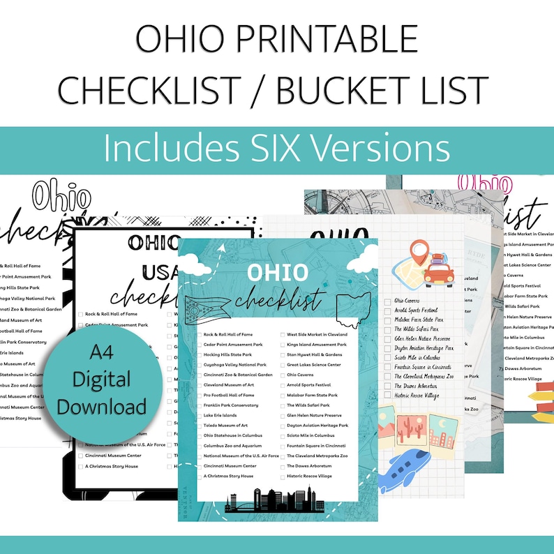 Ohio Printable Checklist Bucket List (premium: Choose From 6 Designs ...